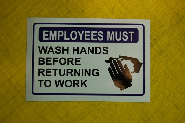 3X NOTICE WASH hands work sign sticker restaurant industrial commercial ...