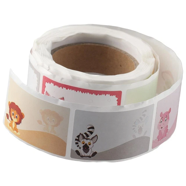 ANIMALS NAME STICKERS Cartoon Name Labels Multi Purpose Name Tag Party ...