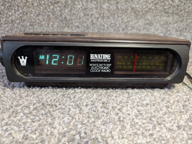 BINATONE DIGITRON MK. 2 Alarm Digital Clock 70s Wood Grain Lw Mw Vhf ...