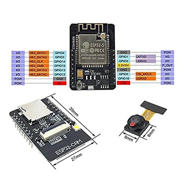 3X(ESP32-CAM MÓDULO WIFI 2.4G Antena ESP32 Serial a WiFi ESP32 CAM ...