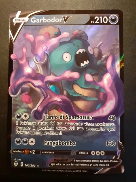 CARTA POKÉMON GARBODOR V 100/203 - Evoluzioni Eteree ITA Near Mint Pack ...