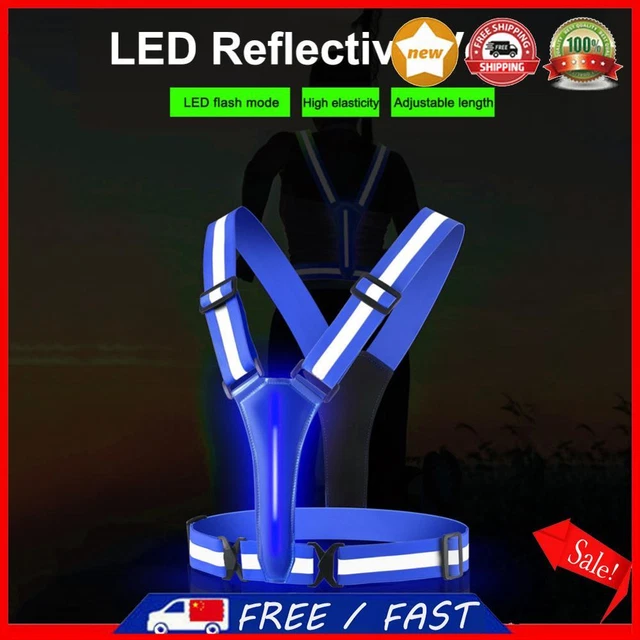 LED NIGHT RUNNING Security Vest Reflective Warning Lights Elastic Band ...