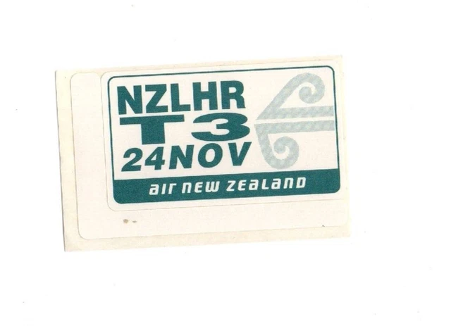 VINTAGE AIRLINE LABEL Sticker AIR NEW ZEALAND Terminal 3 NZLHR 24 Nov £ ...