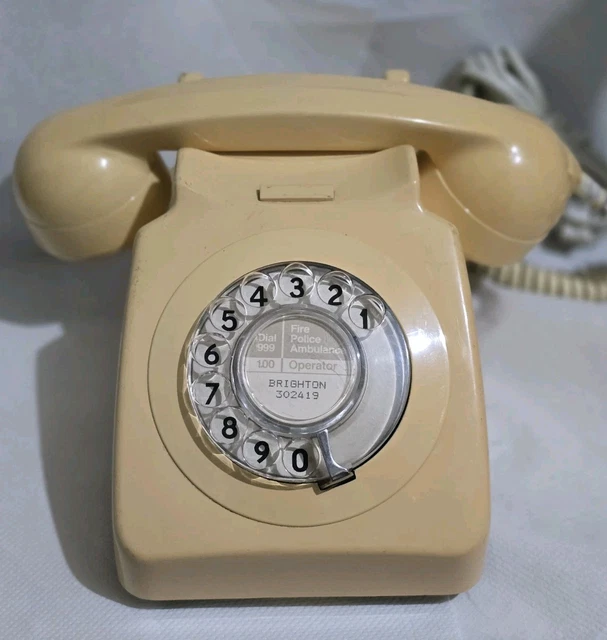 VINTAGE RETRO NOSTALGIA Antique GPO BT Rotary Dial Telephone Cream ...