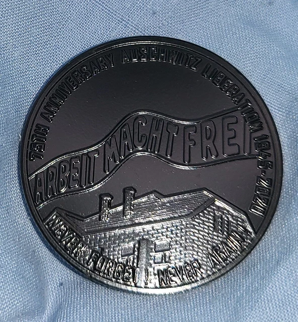 AUSCHWITZ GUN METAL Silver Coin Holocaust Vintage Concentration Camp ...