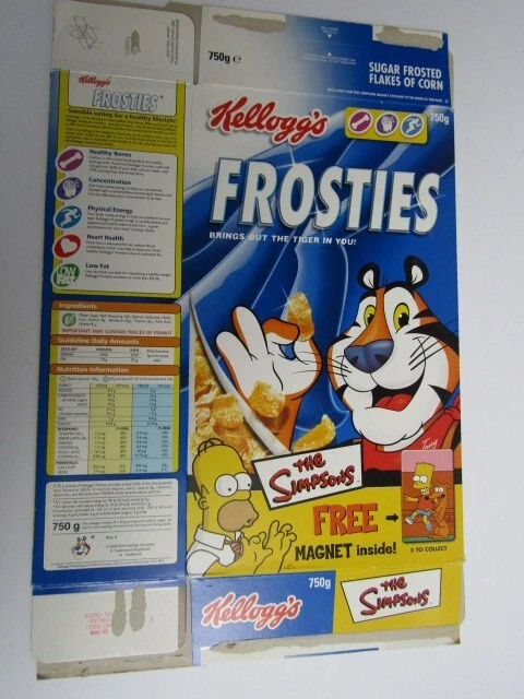 KELLOGGS FROSTIES 2002 The Simpsons Couch Magnets Cereal Box 750g Box ...