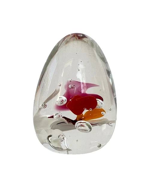 SULFURE PRESSE PAPIER en cristal rehaussée d'émaux forme oeuf EUR 39,00 ...