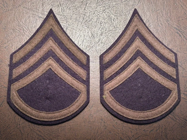 WWII US ARMY Uniform Insignia Staff Sergeant Chevrons Pair £16.97 ...