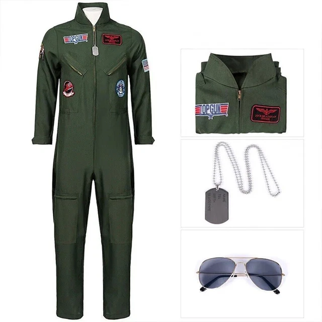 2025 DELUXE KOSTÜM TOP GUN Flieger Pilot Uniform Herren Karneval ...