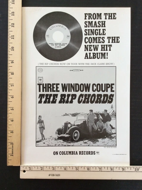 RARE ORIG VTG 1964 Rip Chords Columbia Records Poster Style Music Ad ...