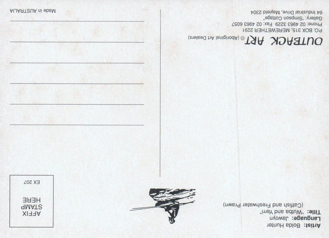 OUTBACK ART ABORIGINAL Art by Bolda Hunter Wutba and Yarn POSTCARD ...