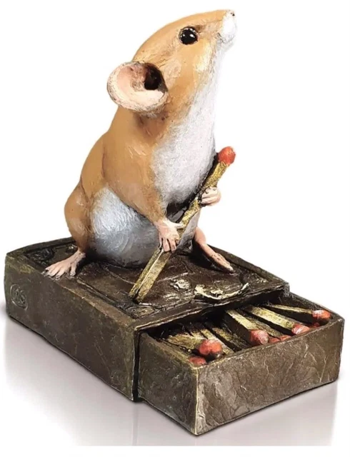 RICHARD COOPER STUDIO Mice Bronze Resin Mouse On Matchbox Ornament ...