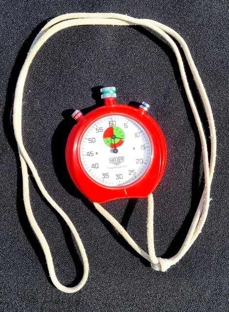VINTAGE SWISS RED Heuer Trackmaster Stopwatch analogue plastic works ...