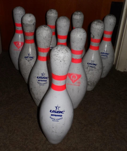 JOB LOT SET of 10 Amflite II AMF Genuine Full Size Ten Pin Bowling Pins ...