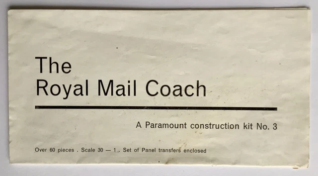 INSTRUCTIONS LEAFLET FOR Royal Mail Coach Model Kit. Paramount, 1950s ...