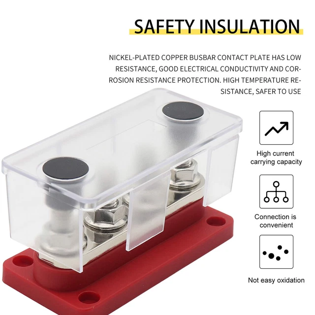 COPPER BUSBAR 300A Copper Busbar Connection Dust Prevention for Car RV ...