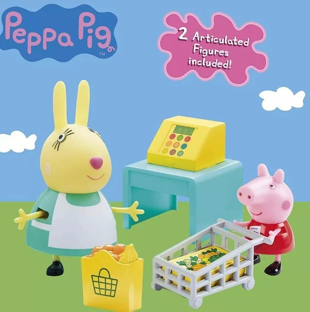 PEPPA PIG SUPERMARKET SHOPPING TRIP Playset With Miss Rabbit Figure New ...