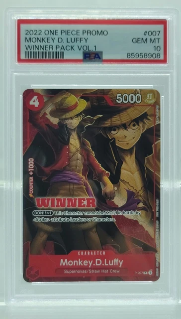 ONE PIECE CARD Monkey D Luffy 2022 Winner Pack Vol.1 P-007 Game PSA 10 £146.83 - PicClick UK