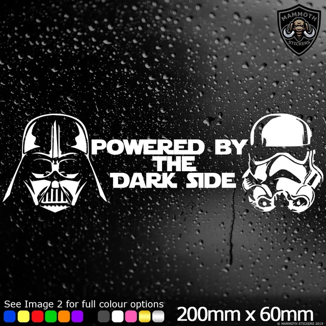 POWERED BY DARK Side Car Sticker Window Decal Star Wars Darth Vader ...
