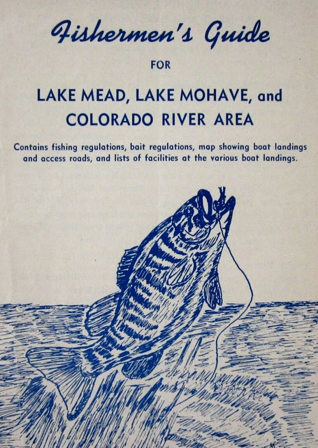 VINTAGE LAKE MEAD Fishing Guide Colorado River Map NV Fish & Game Regs ...