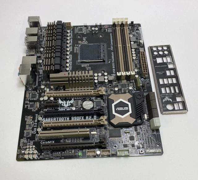 ASUS SABERTOOTH 990FX R2.0 Socket AM3+ DDR3 Motherboard and BackPlate £ ...