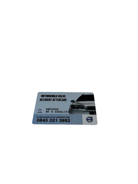 VOLVO LOGO CREDIT Card Size PVC Collectible Accident Card Memorabilia ...