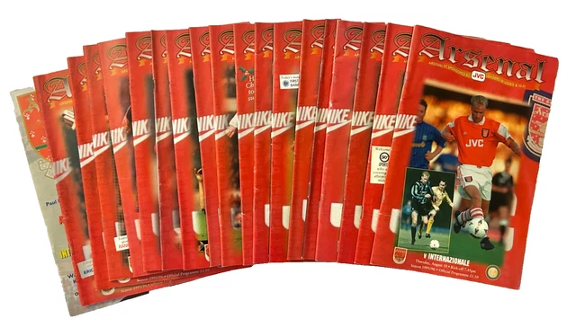 19 X ARSENAL Home Programmes - Season 1995-96 - All listed and pictured ...