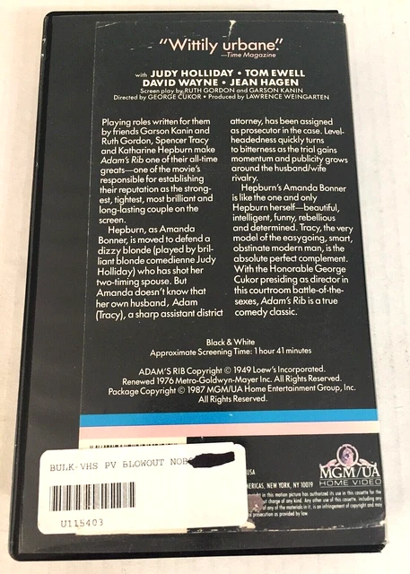 ADAMS RIB KATHARINE Hepburn Spencer Tracy VHS tape Ships Same Day With ...