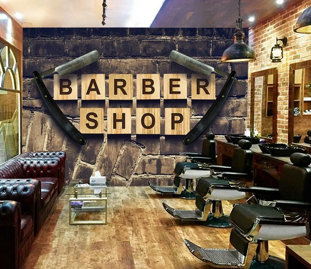 3D RETRO BRICK A145 Barber Shop Wallpaper Wall Mural Removable Self ...