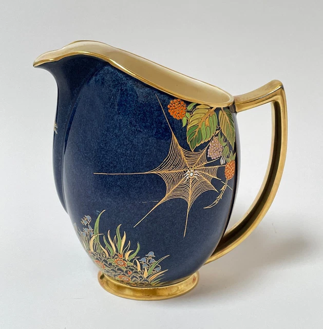 VINTAGE CARLTON WARE BLEU ROYALE SPIDER WEB PITCHER JUG 1930s ART DECO ...