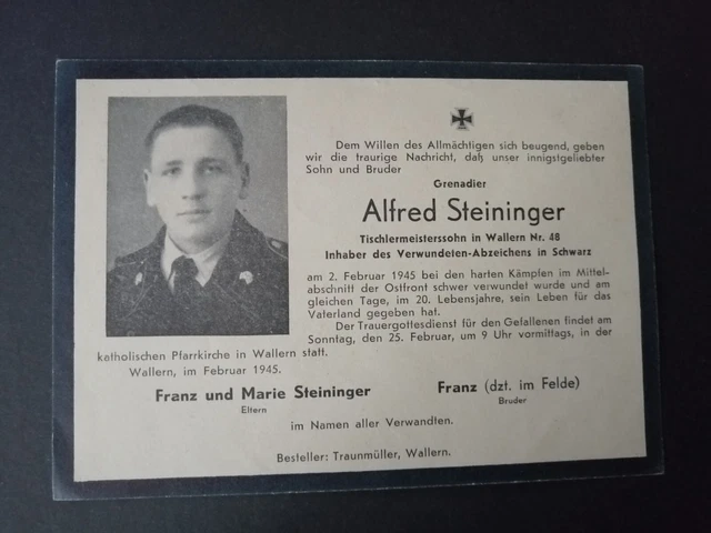 WW2 GERMAN DEATHCARD Panzer Middle Section East Front Late War Feb 1945 ...