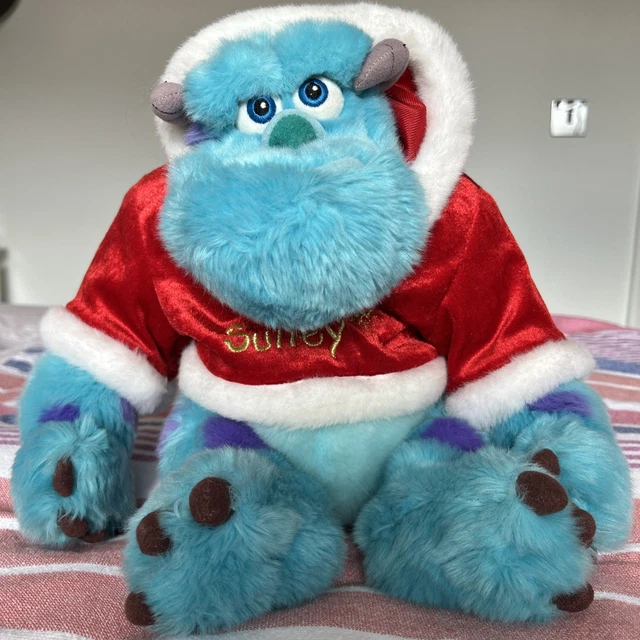 DISNEY STORE MONSTERS Inc Christmas Santa Sulley Blue Patch Soft Plush ...