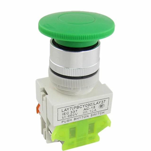 EMERGENCY STOP GREEN Sign Ignition Mushroom Momentary Push Button ...