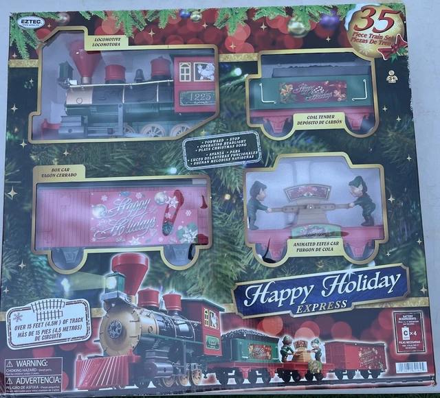 HAPPY HOLIDAY EXPRESS With Headlight & Music Christmas Train 35-Piece ...