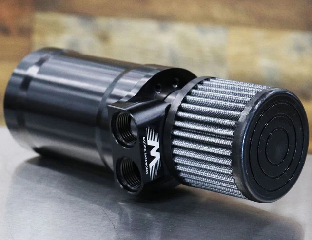 MOTION RACEWORKS UNIVERSAL Top Loader Billet Oil Catch Can Dual -10AN ...