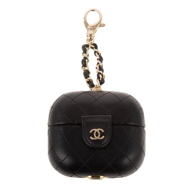 CHANEL 🖤 AIRPOD Case Holder Quilted Black Leather RARE Excellent ...