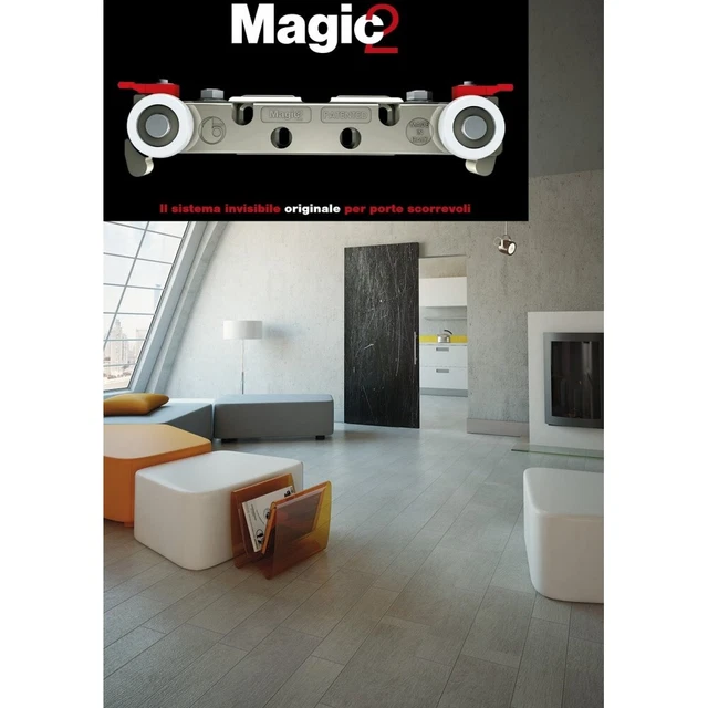 SISTEMA INVISIBILE BINARIO PORTE SCORREVOLI ESTERNO MURO TERNO MAGIC 2 da 1100 EUR 165,80 ...