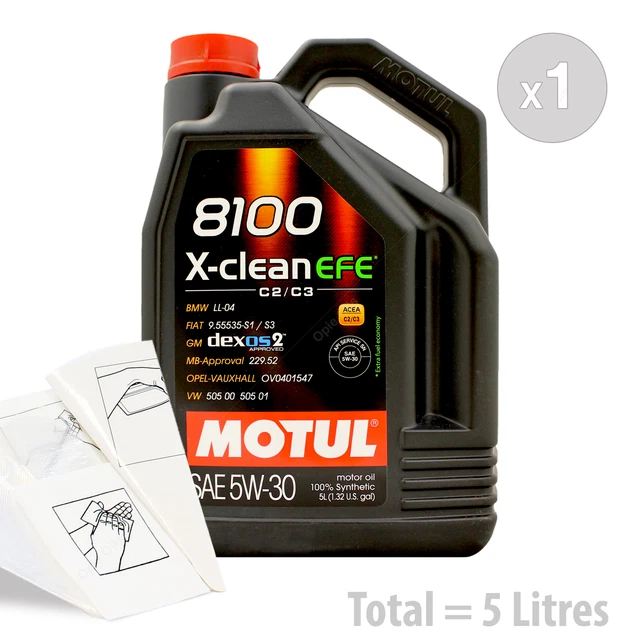 CAR ENGINE OIL Service Kit / Pack 5 LITRES Motul 8100 X-Clean EFE 5w-30 ...
