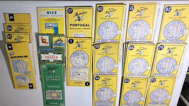 LOT OF 18 Michelin Road Maps 1950s-70s-Regions of France & 1959 Shell ...