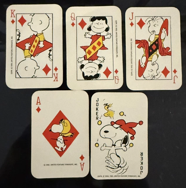 5 SNOOPY PEANUTS WOODSTOCK Vintage Single Swap Face Cards Miniature ...