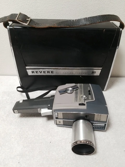 REVERE 8MM MAGAZINE Reflex Power Zoom Vintage Camera 1962 with carrying ...