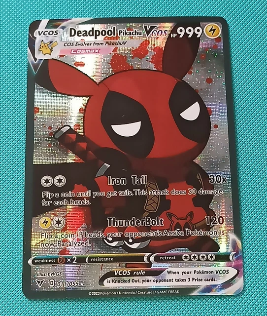 PIKACHU POKEMON DEADPOOL Marvel Cosplay Carte Holo Prism Manga Kawaii ...