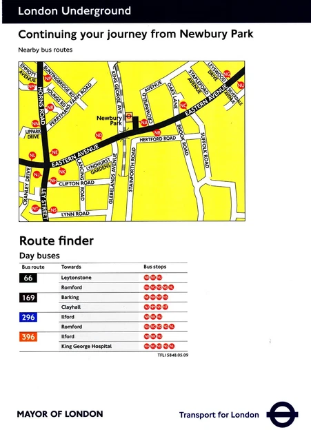 LONDON UNDERGROUND CONTINUING Your Journey from NEWBURY PARK 2009 MAP ...