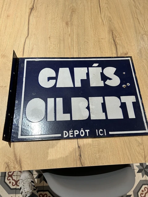 PLAQUE EMAILLEE CAFE GILBERT Défaut De Lettrage A La Fabrication EUR 90 ...