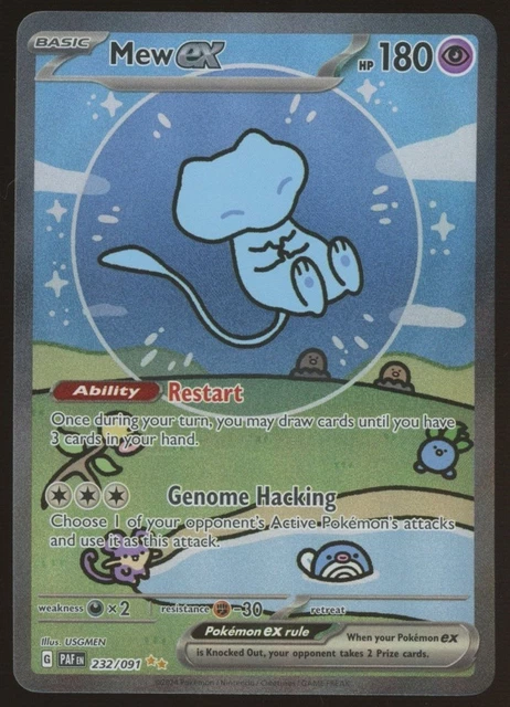MEW EX 232/091 Bubble Mew Shiny SIR Paldean Fates Full Art Pokemon Card ...