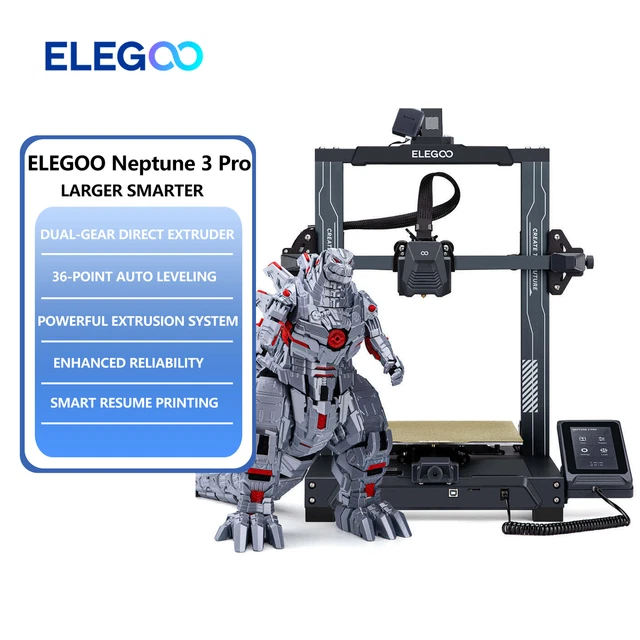 ELEGOO NEPTUNE 3 Pro 3D Printer FDM DIY Kit 36-Point Auto Leveling BIG ...