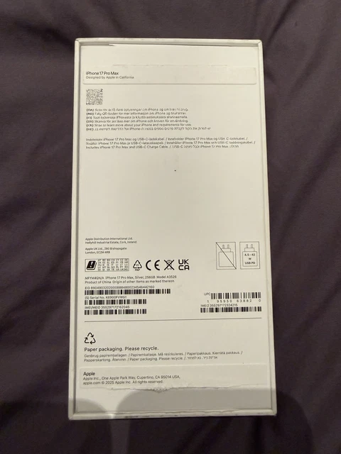 APPLE IPHONE 17 pro max 256gb Unlocked Silver Cycle Count 1! $2,104.71 ...