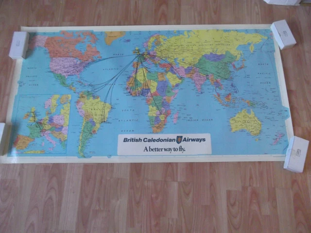 BRITISH CALEDONIAN ROUTE map poster inc Hong Kong £9.99 - PicClick UK