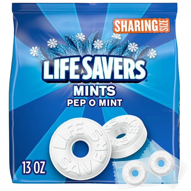 LIFE SAVERS PEP-O-MINT Breath Mints Hard Candy, Sharing Size, 13 oz Bag ...
