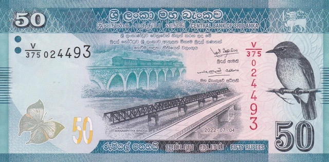 ASIA WORLD SRI Lankan UNC Paper Money 50 Rupee Note Currency Bill ...